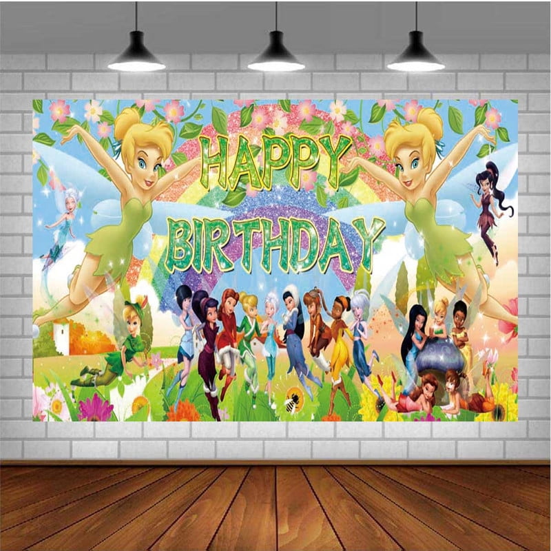 Tinkerbell Post Backdrop Banner Party Supplies Birthday Decorations ...
