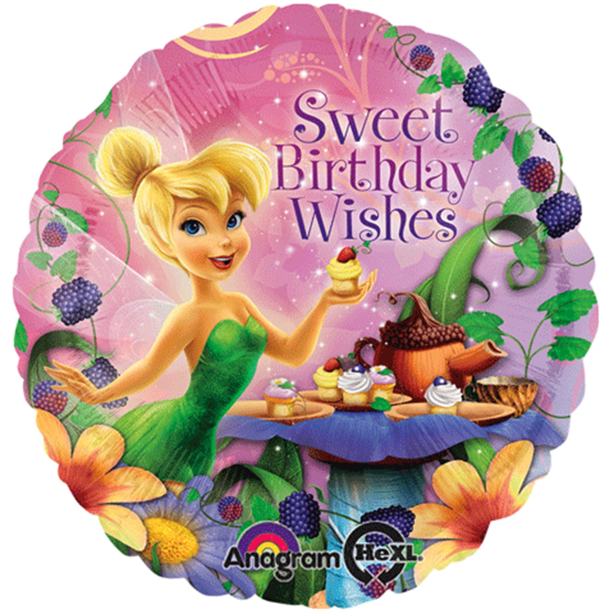 Tinkerbell Sweet Birthday Wishes Foil Balloon 18" - Walmart.com