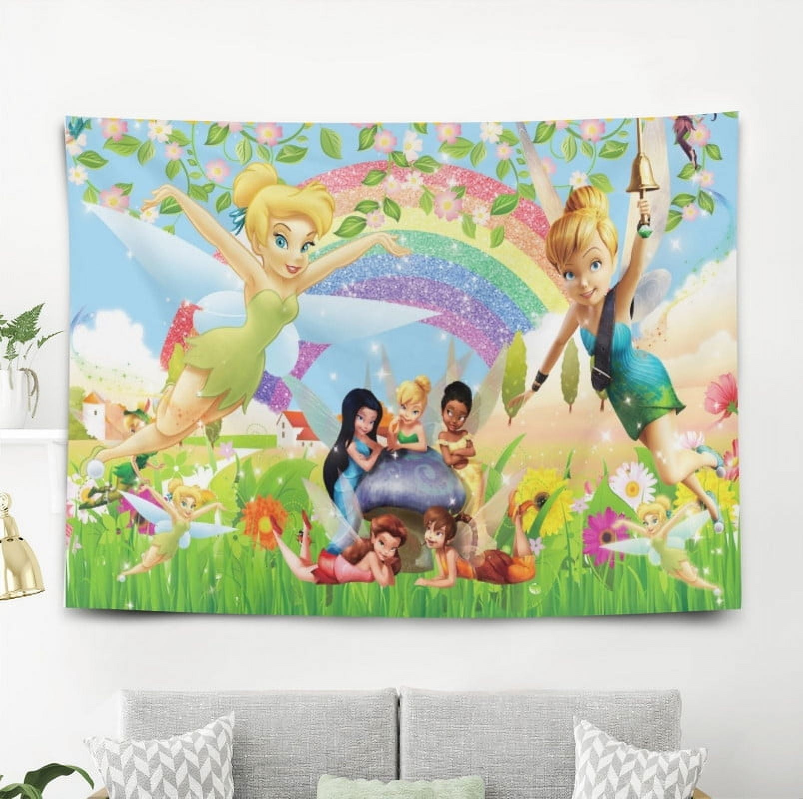 Tinkerbell Tapestry Gift Wall Hanging Backdrop for Room Bedroom Girls ...