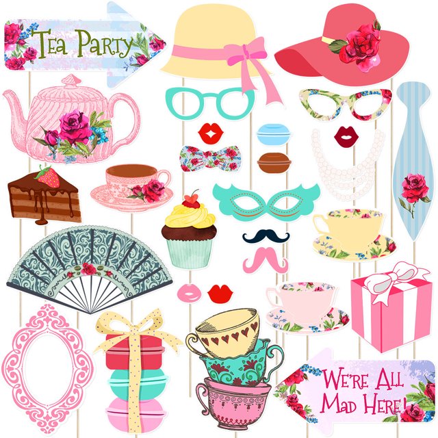 Tinksky 30 Pcs Funny Tea Party Photo Booth Props Party Accessories ...