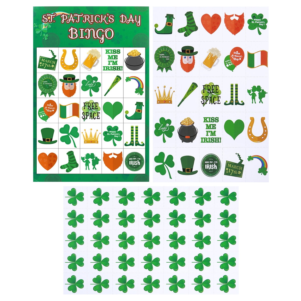Tinksky 33 Sheets St. Patrick's Day Bingo Game Set Shamrock Bingo 24 ...