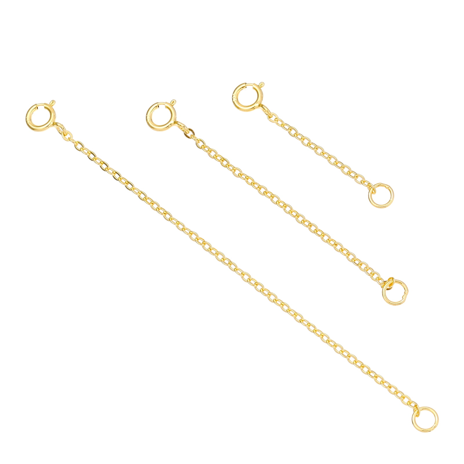 Tinksky 3pcs Gold-Plated Silver Necklace Extender Chains Bracelet ...