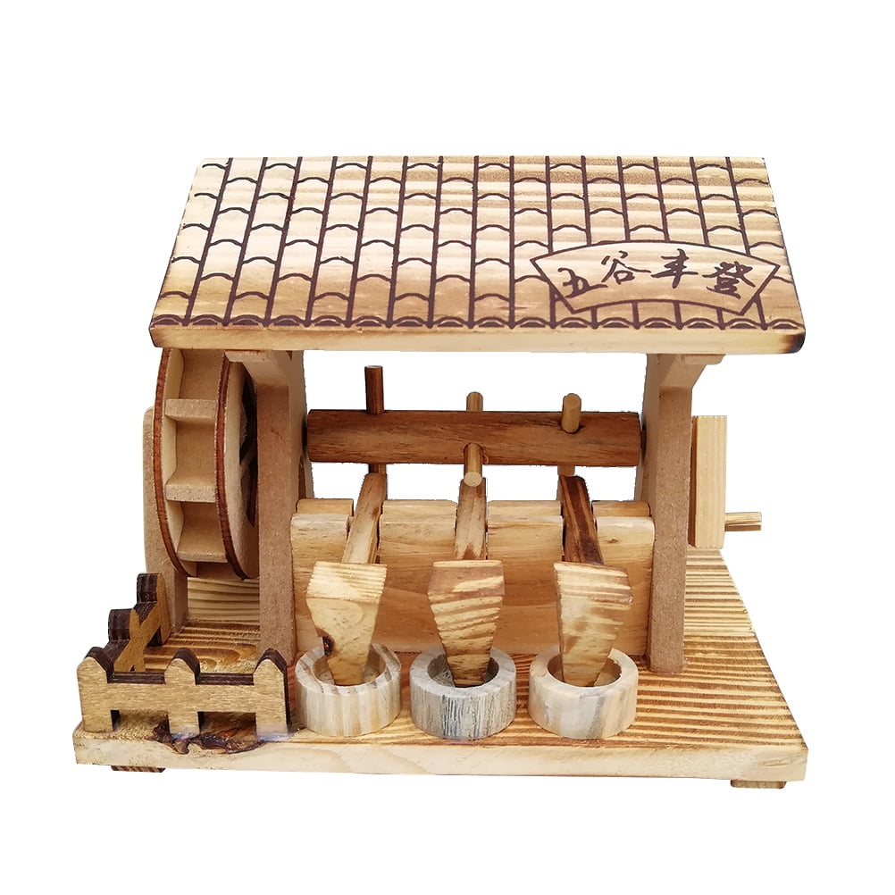 Wooden Waterwheel Model Craft for Home Decor Khaki Handmade Lightweight ...