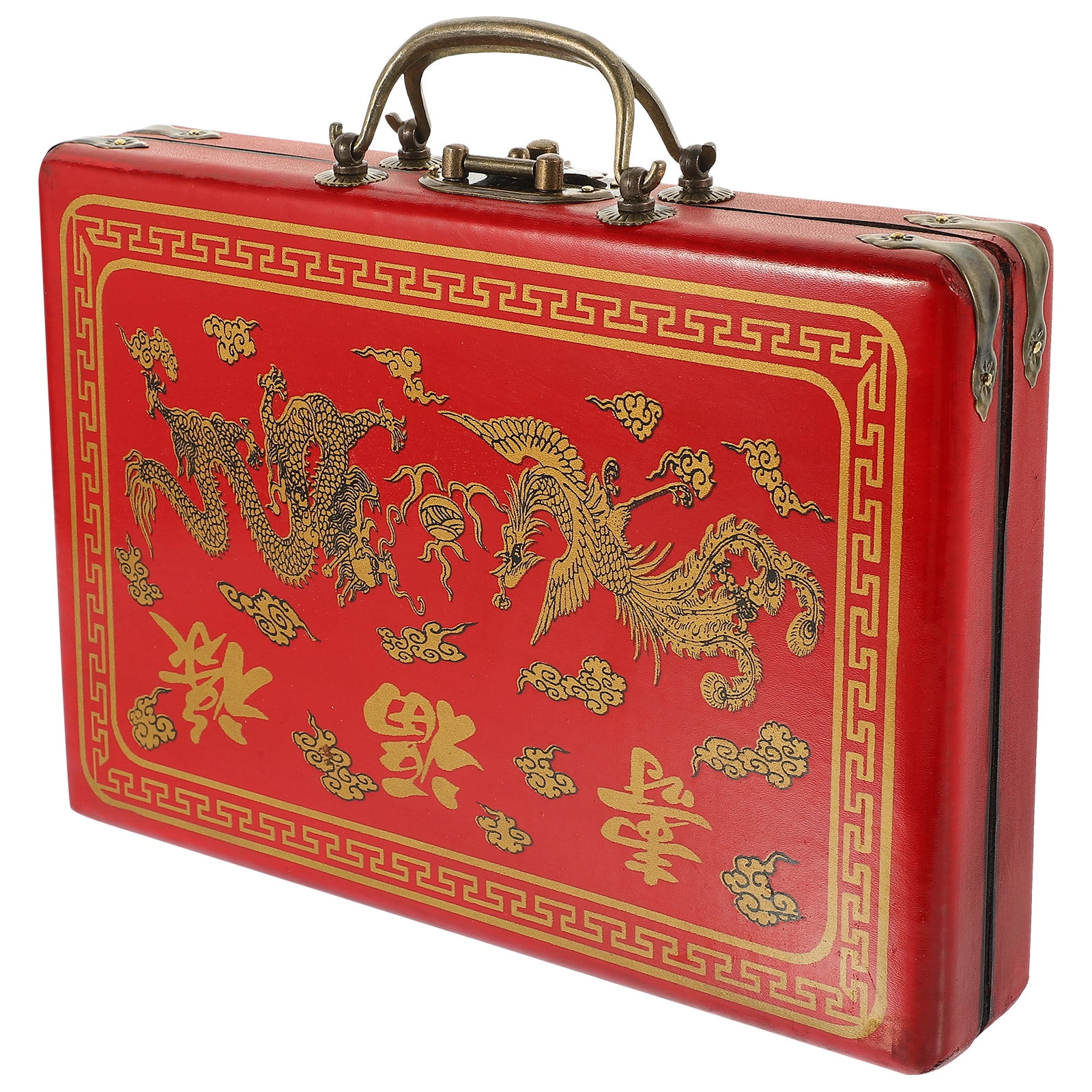 Tinksky Wooden Mahjong Box Retro Mahjong Case Handheld Mahjong Box ...
