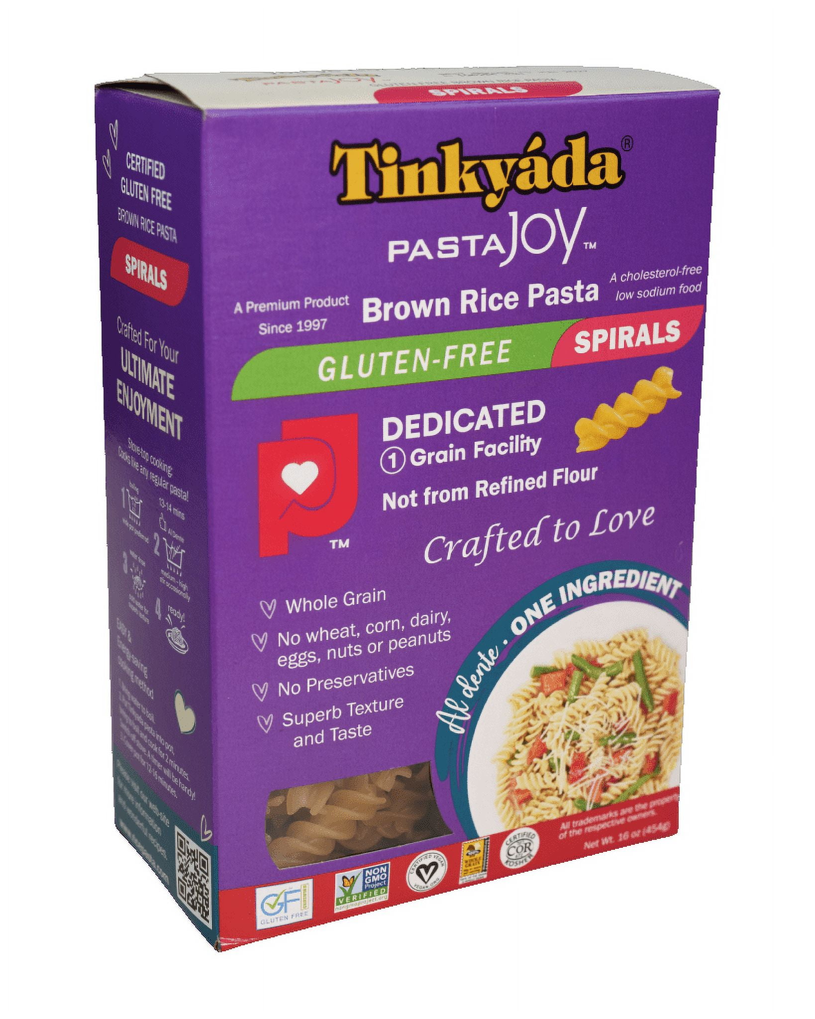 Tinkyada Gluten-Free Brown Rice Spiral Pasta, Kosher, Al Dente Texture ...
