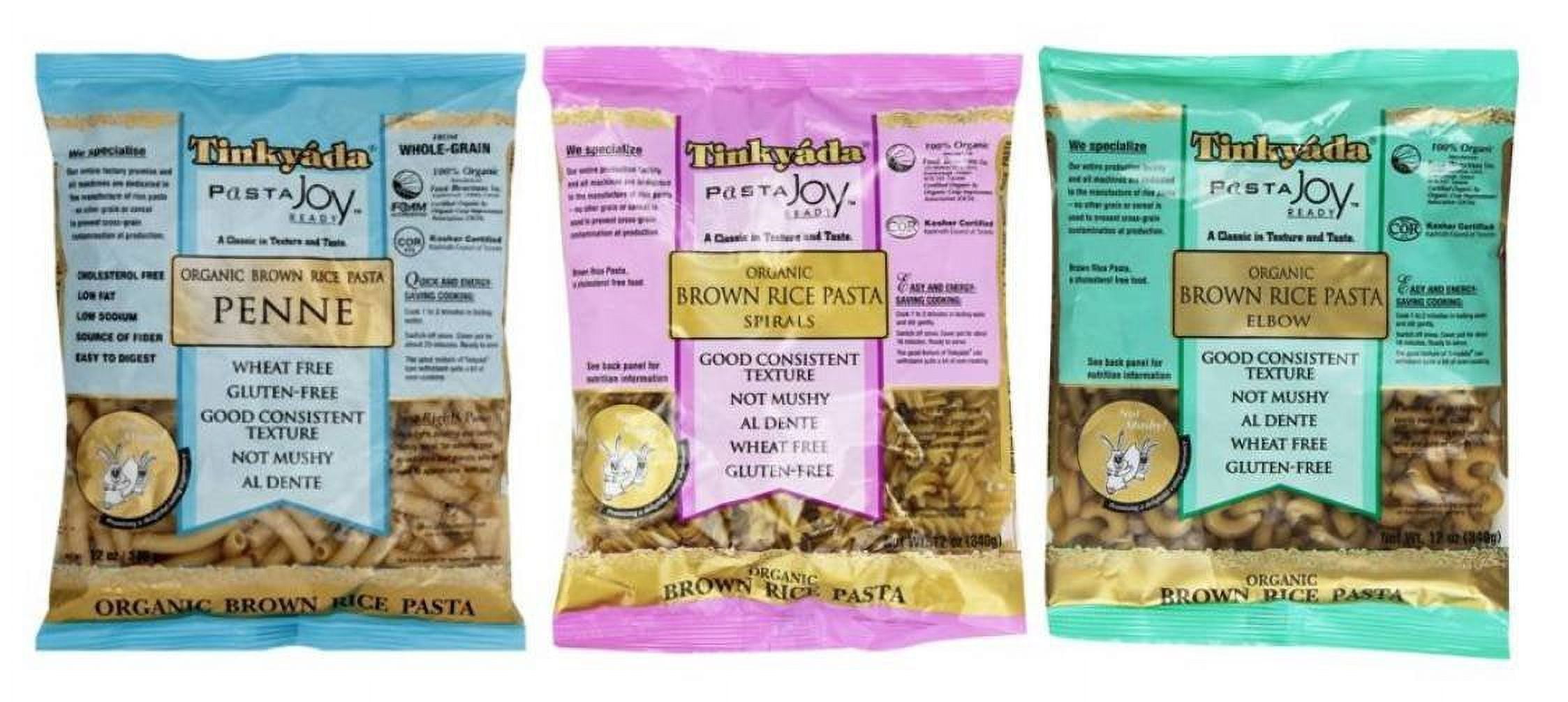 Tinkyada Organic Gluten-Free Brown Rice Pasta 3 Shape Variety Bundle ...