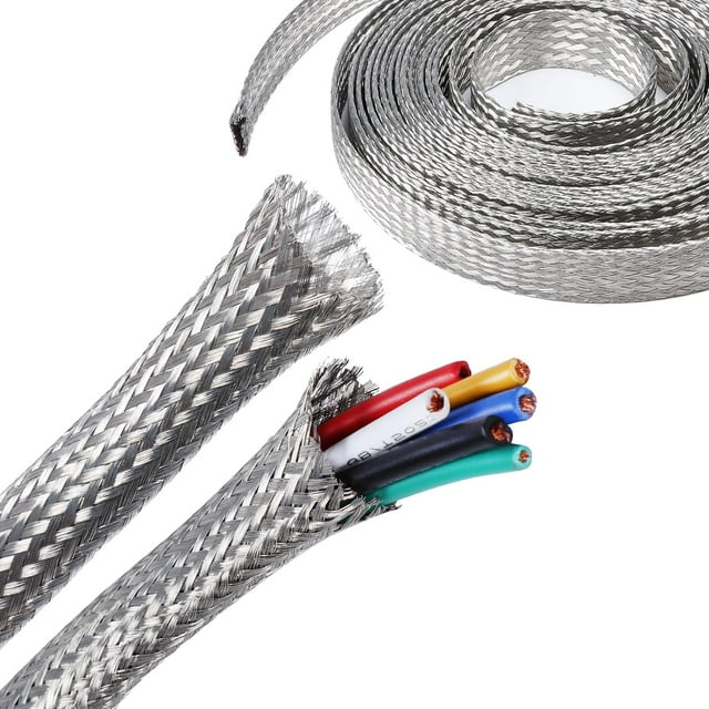 Tinned Copper Braid Metal Cable Shielding Sleeve Ground Straps EMI RFI ...