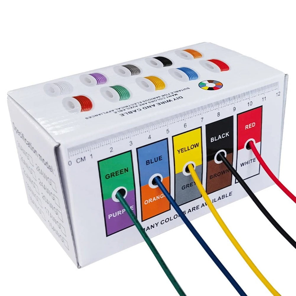 Tinned Copper Stranded Wire Spool Pack 5 Rolls of Flexible PVC Wiring ...