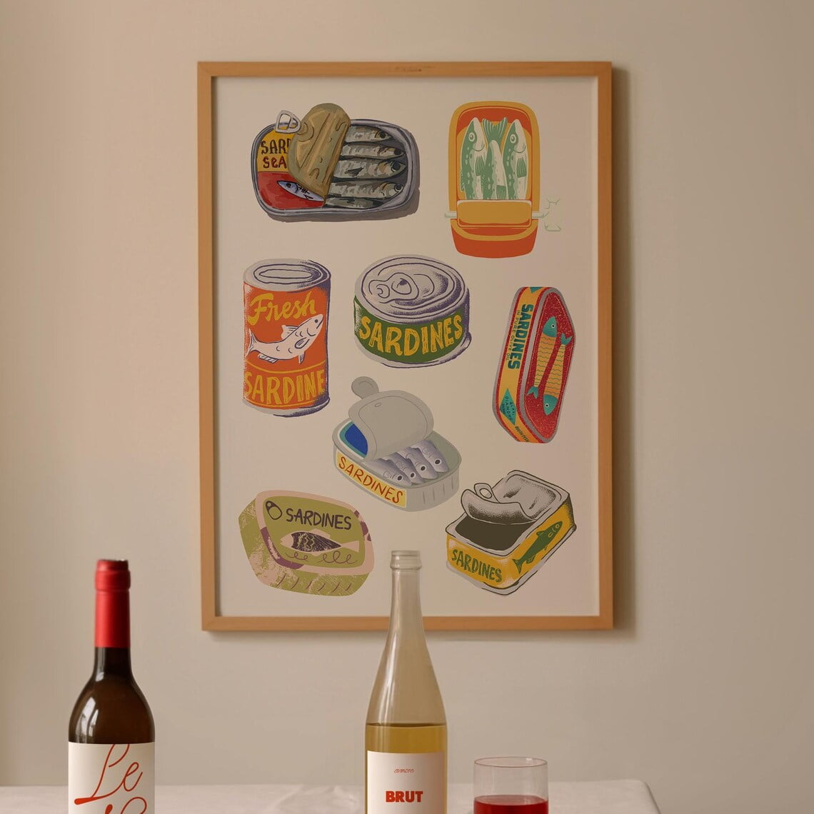 Tinned Fish Print, Sardines Art Print, Retro Food Art, Retro Fish ...