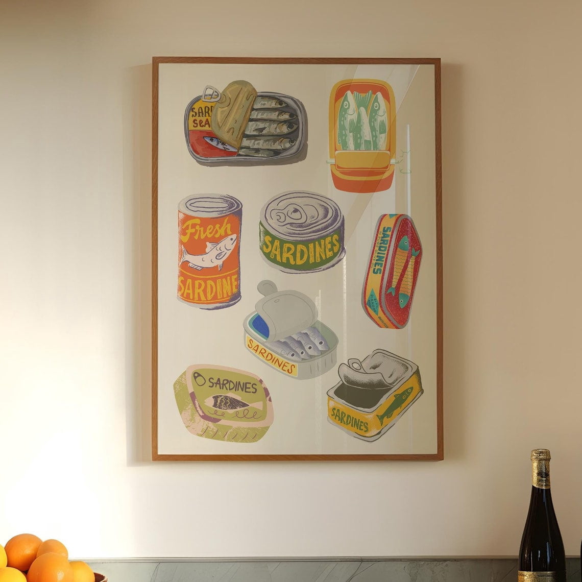 Tinned Fish Print, Sardines Art Print, Retro Food Art, Retro Fish Wall ...
