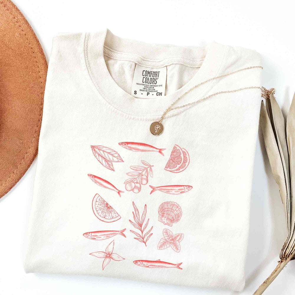 Tinned Fish Shirt, Italian Summer Sardines Shirt, La Dolce Vita, Tomato ...