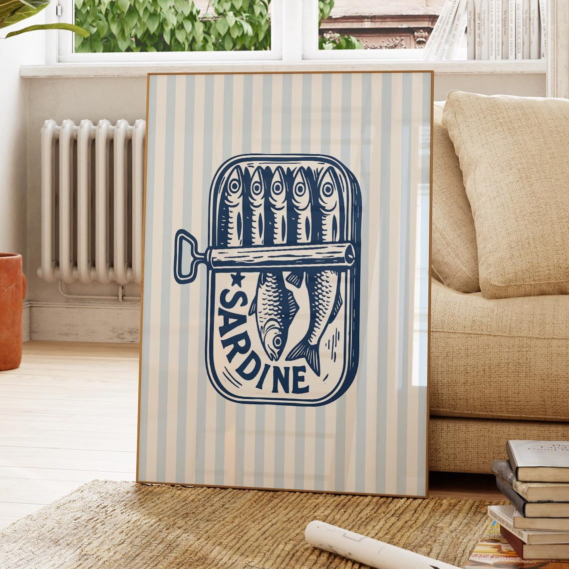 Tinned Sardines Print, Gift Sardines Seafood Kitchen Aesthetic Decor ...
