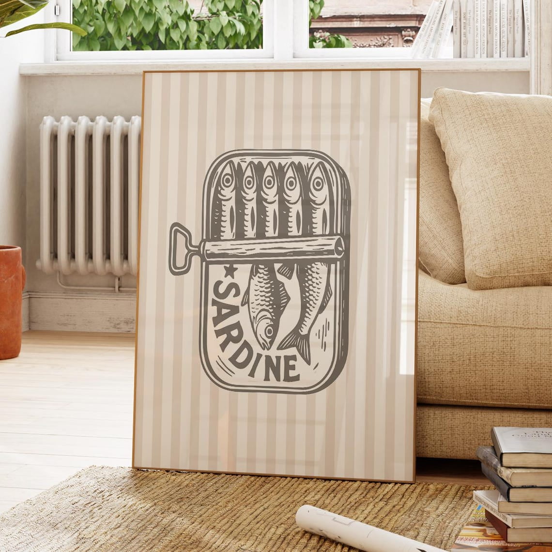 Tinned Sardines Print, Gift Sardines Seafood Kitchen Aesthetic Decor ...
