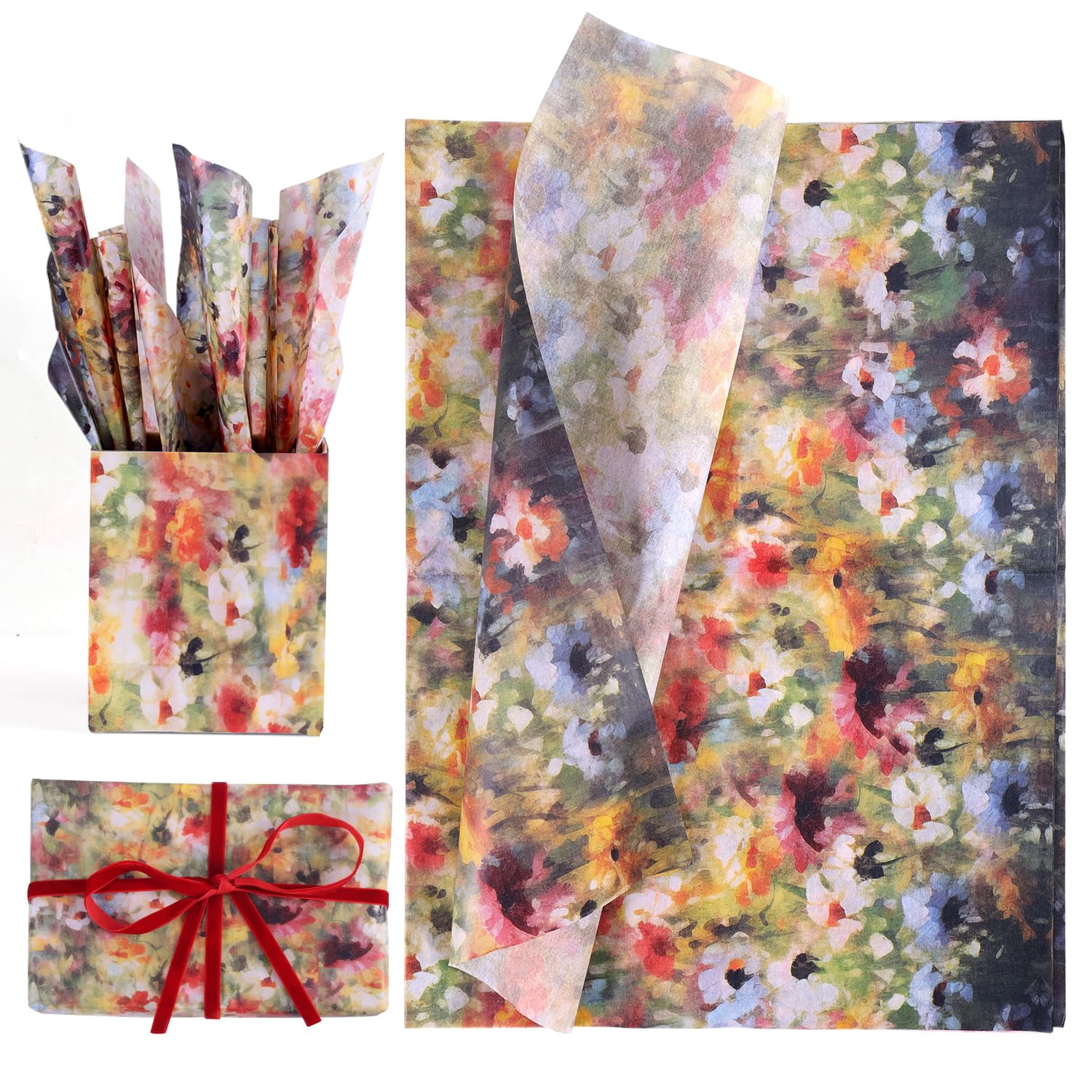 Tinoaly 30 Sheet Flower JKF25 Wrapping Tissue Paper, 19.69x13.78in ...