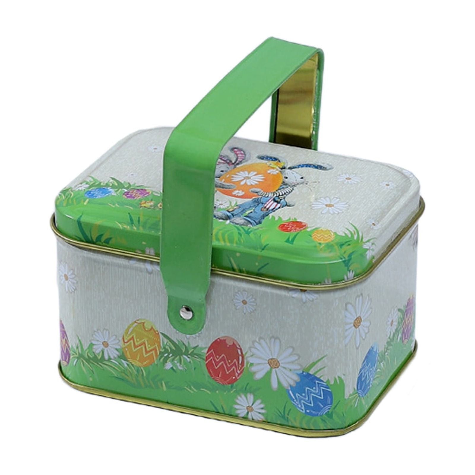 Tinplate Box Easter Candy Box with Handle Easter Biscuits Container ...