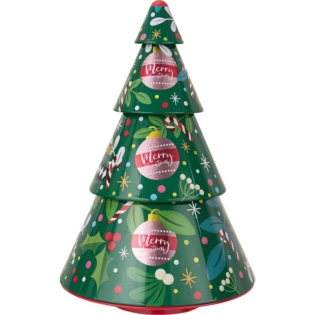 Tinplate Christmas Tree Shaped Candy Tin Can Jars With Lid Biscuit ...