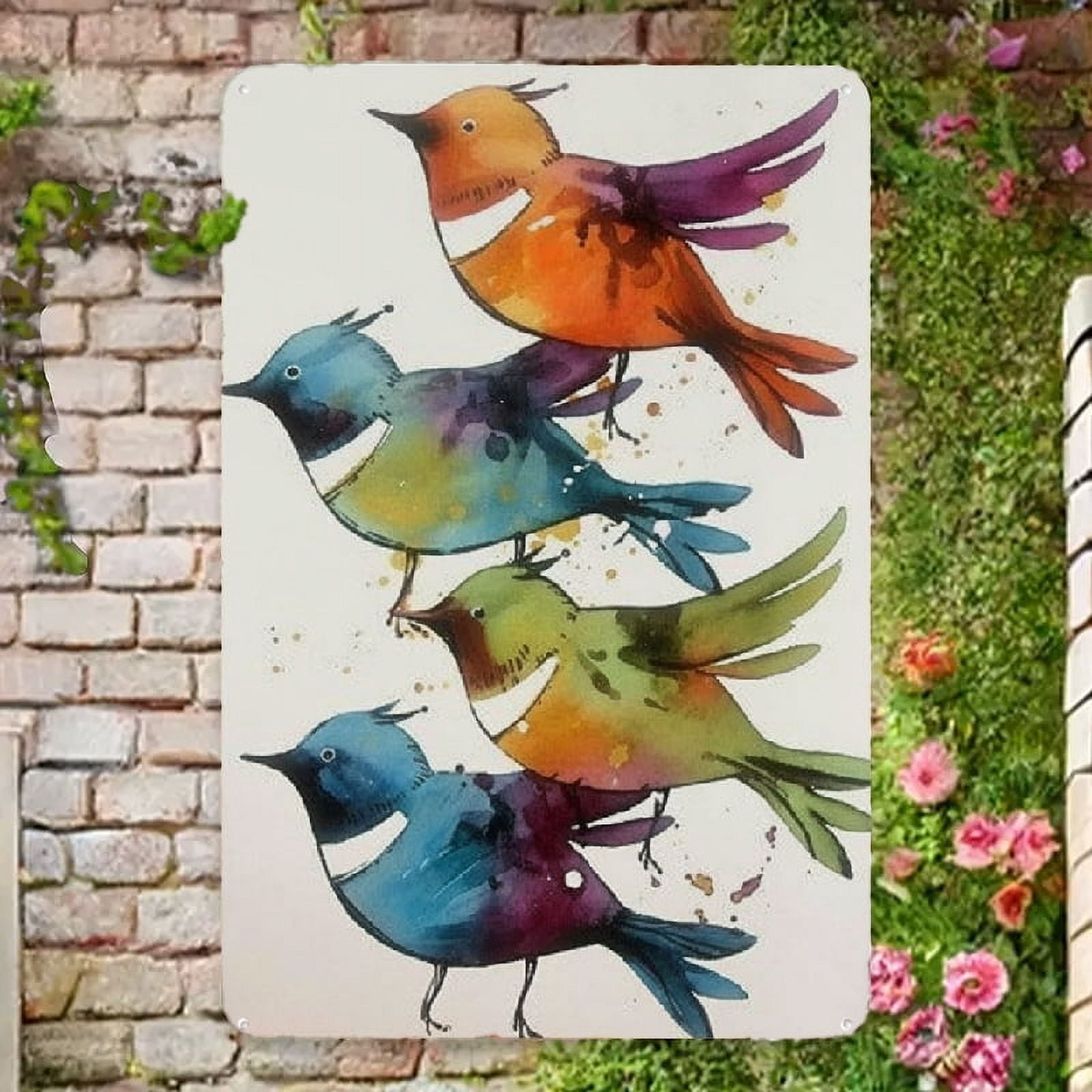 A Tinplate Metal Painting Art Sign with Watercolor Bird Print ...