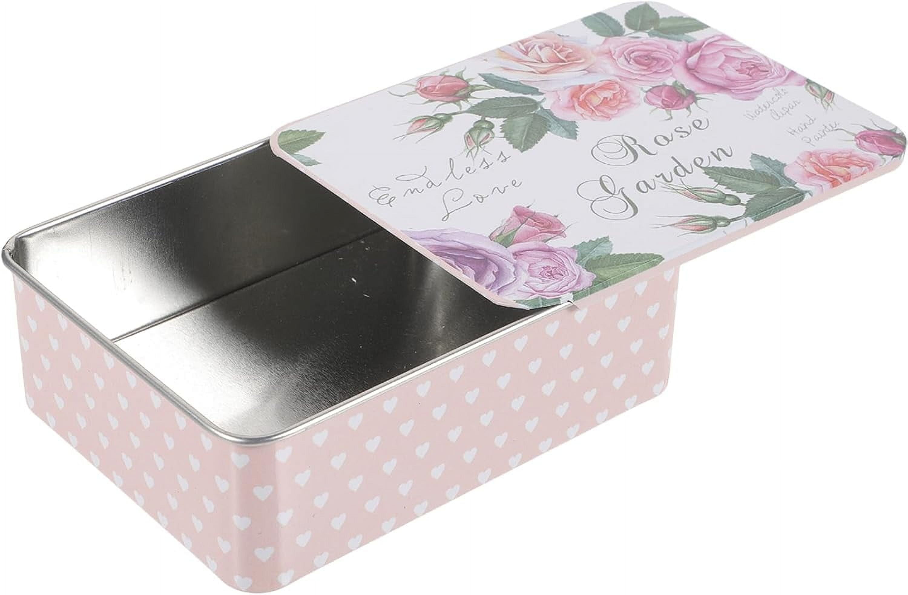 Tinplate Rectangular Empty Tins Box: Small Floral Containers with Lid ...