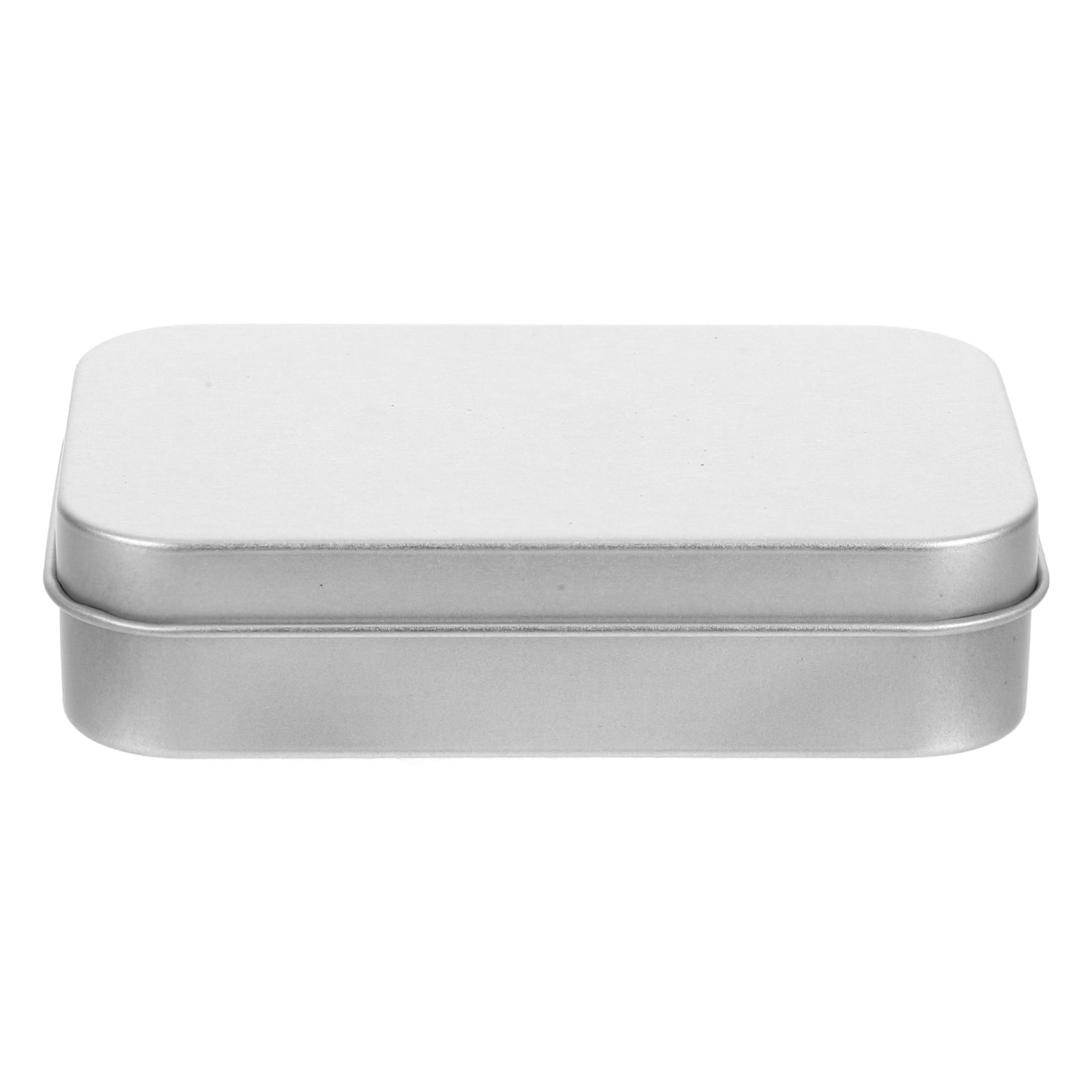 Rectangular Tin Box with Lid Tinplate Storage Container Silver Color ...