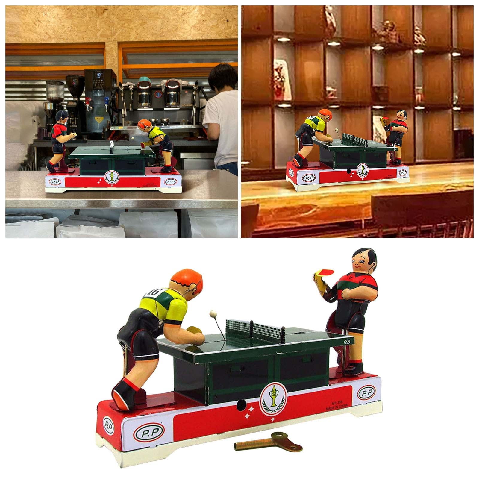 Tinplate Wind Up Toy Clockwork Table Tennis Player Metal Ornament for ...