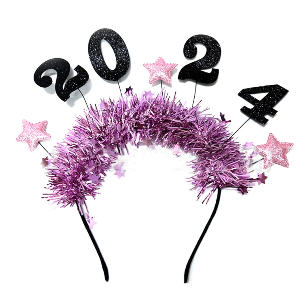 Tinsel Crown Headband 2024 New Year Decorations Hair Bands for Women ...