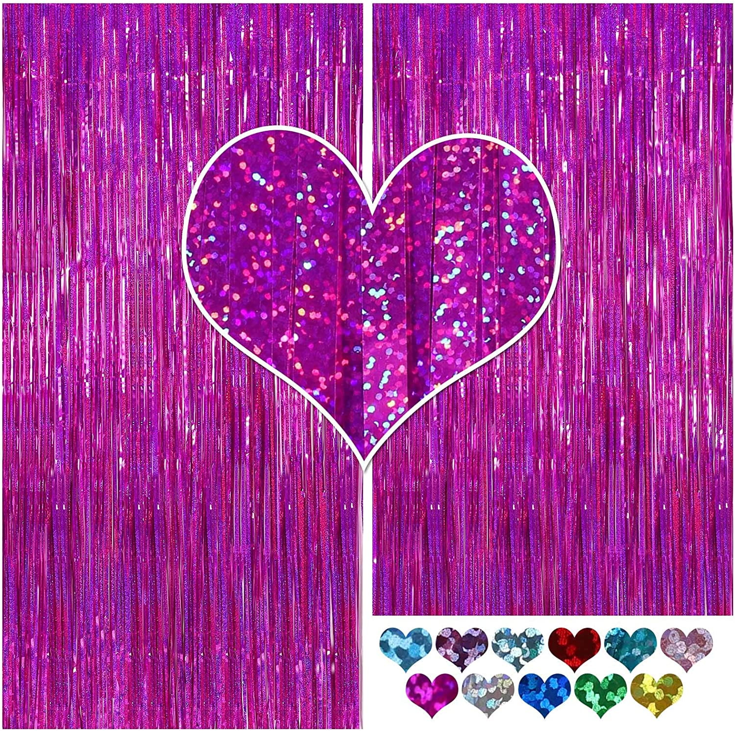 Tinsel Curtain Backdrop 2 Pack 3ftx8ft, Foil Backdrop Curtain Photo ...
