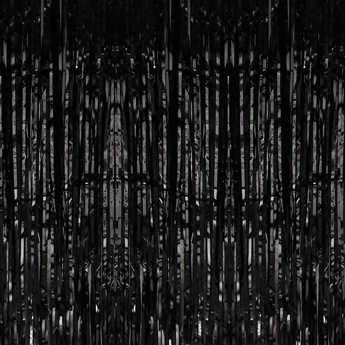 Tinsel Foil Fringe Curtains Black Backdrop Curtain 3.3 Ft x 6.6 Ft 1 ...