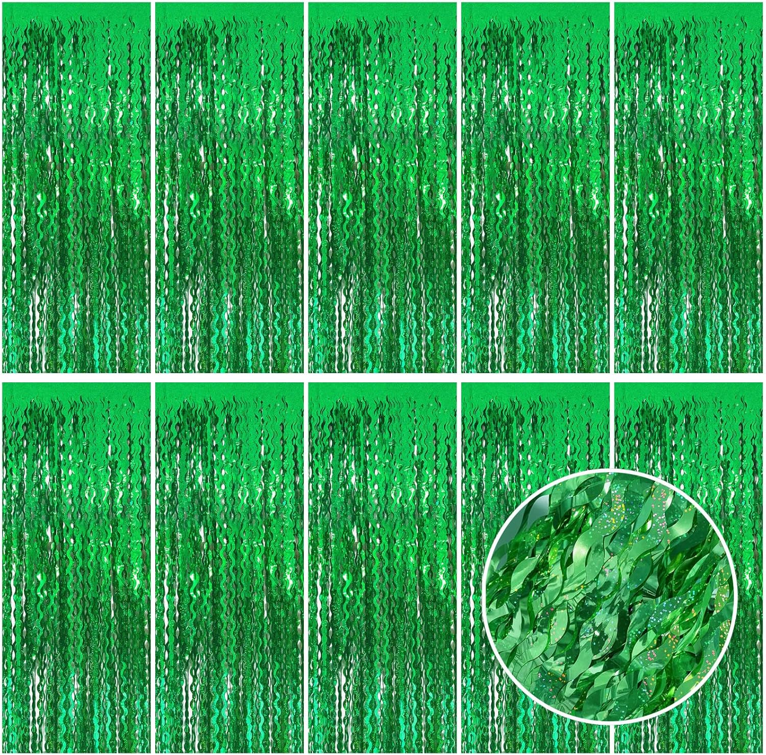 Tinsel Foil Fringe Curtains Wavy Backdrop for Parties Sparkle Metallic ...