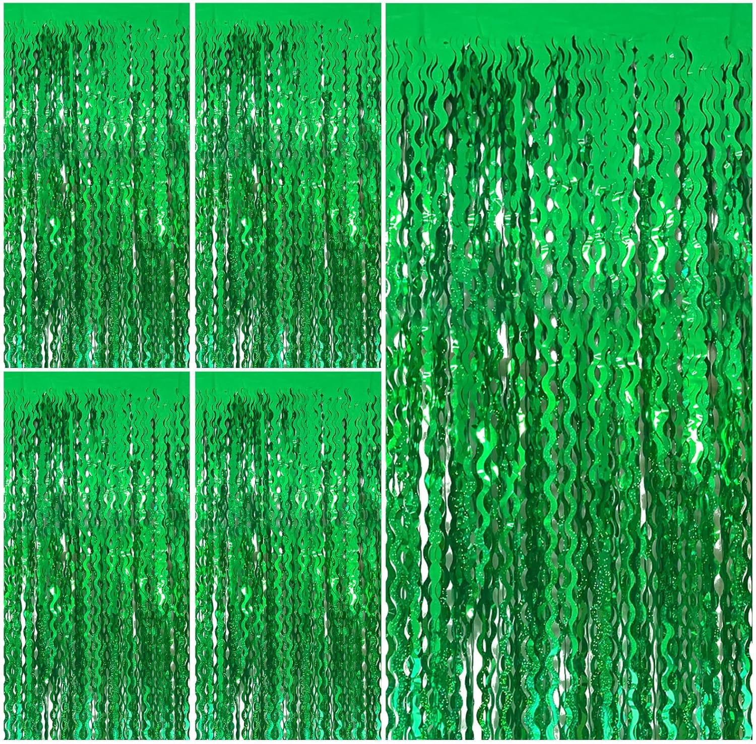 Tinsel Foil Fringe Curtains Wavy Backdrop for Parties Sparkle Metallic ...