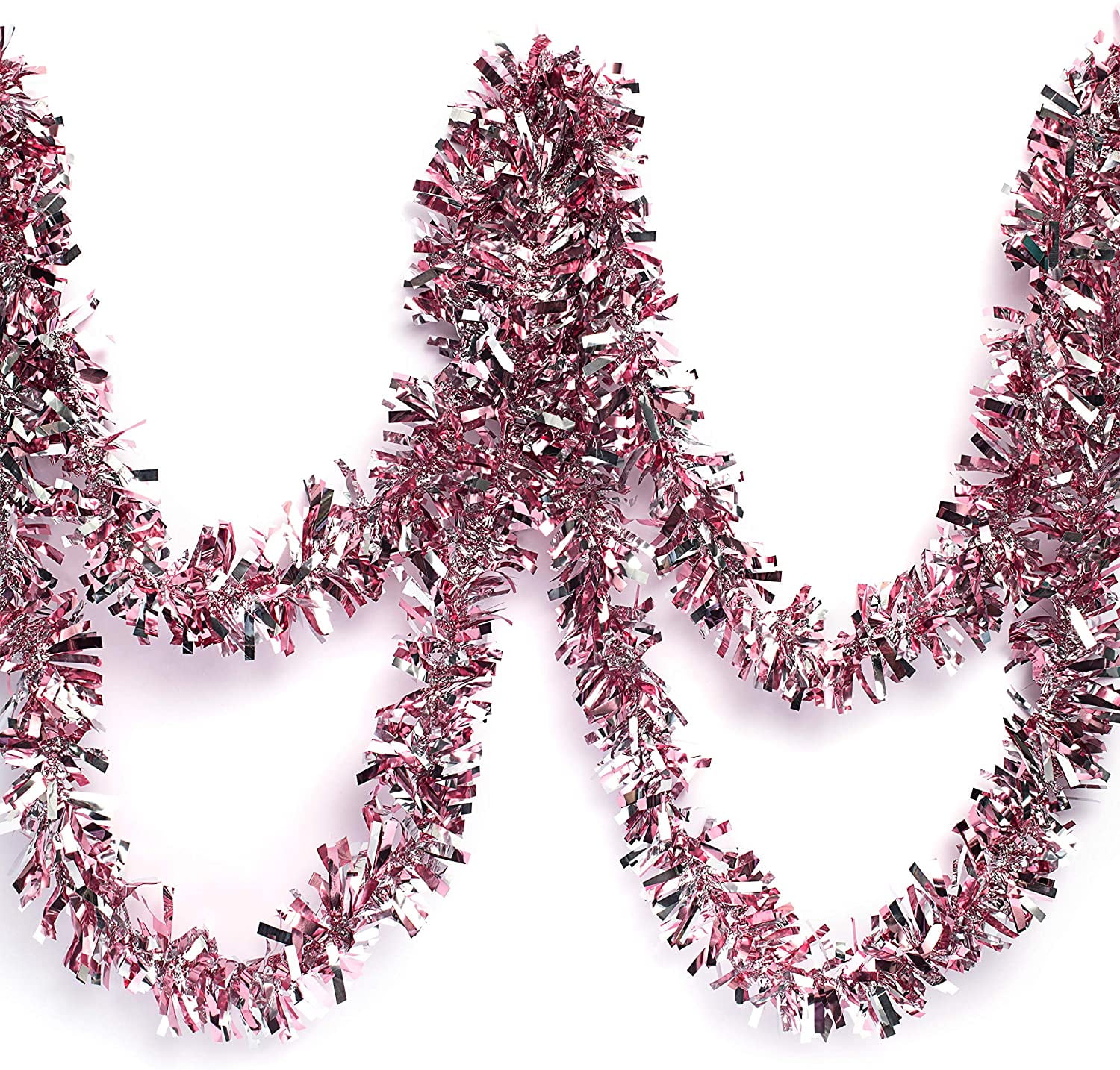Tgnazet Silver Foil Metallic Tinsel Garland, Bright Hanging Sparkle, 33 ...