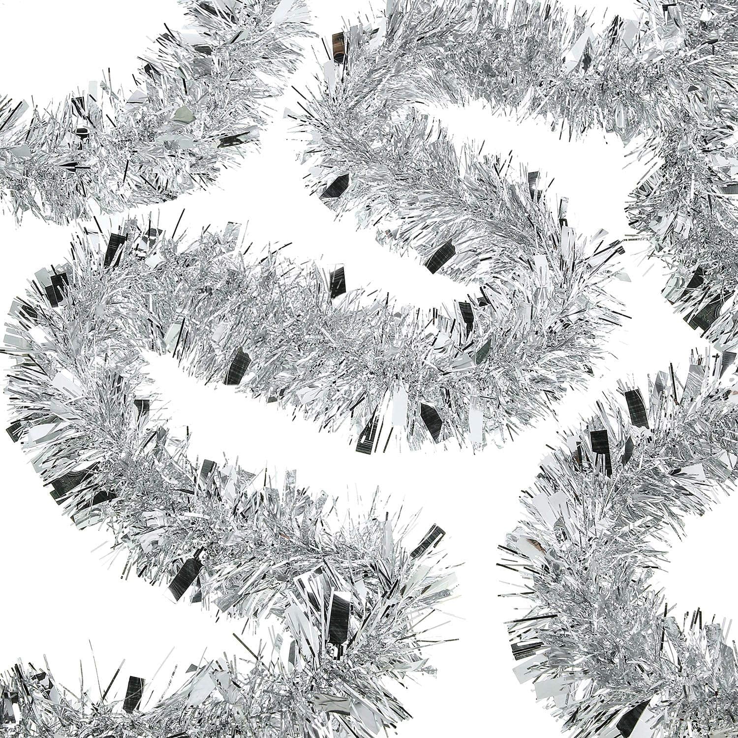 Happiwiz Silver Tinsel Garland, 33 Feet, Christmas Tree Decorations ...