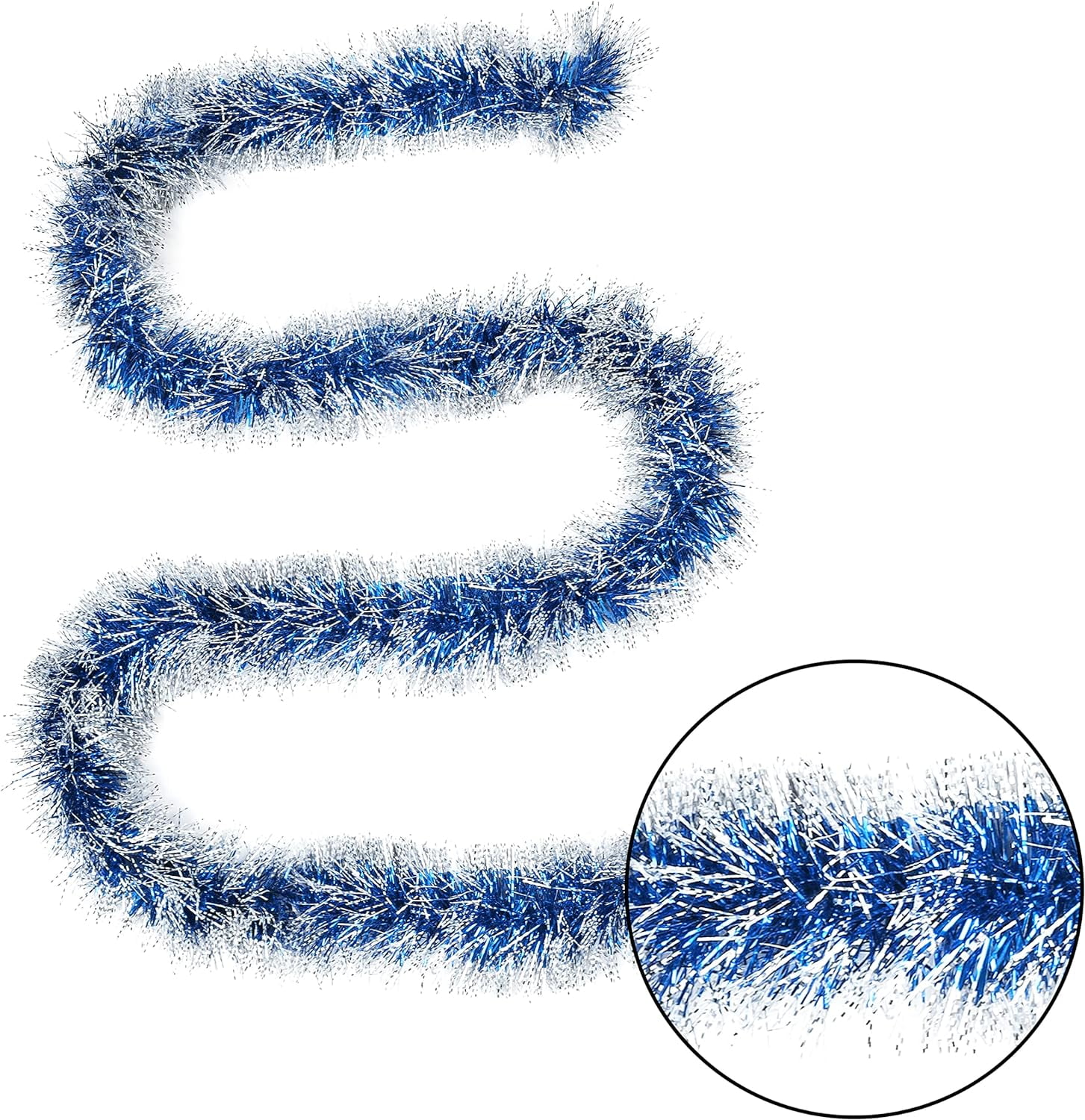 Tinsel Garland Baiwn 10M Blue and Silver Christmas Tinsel Garland for ...