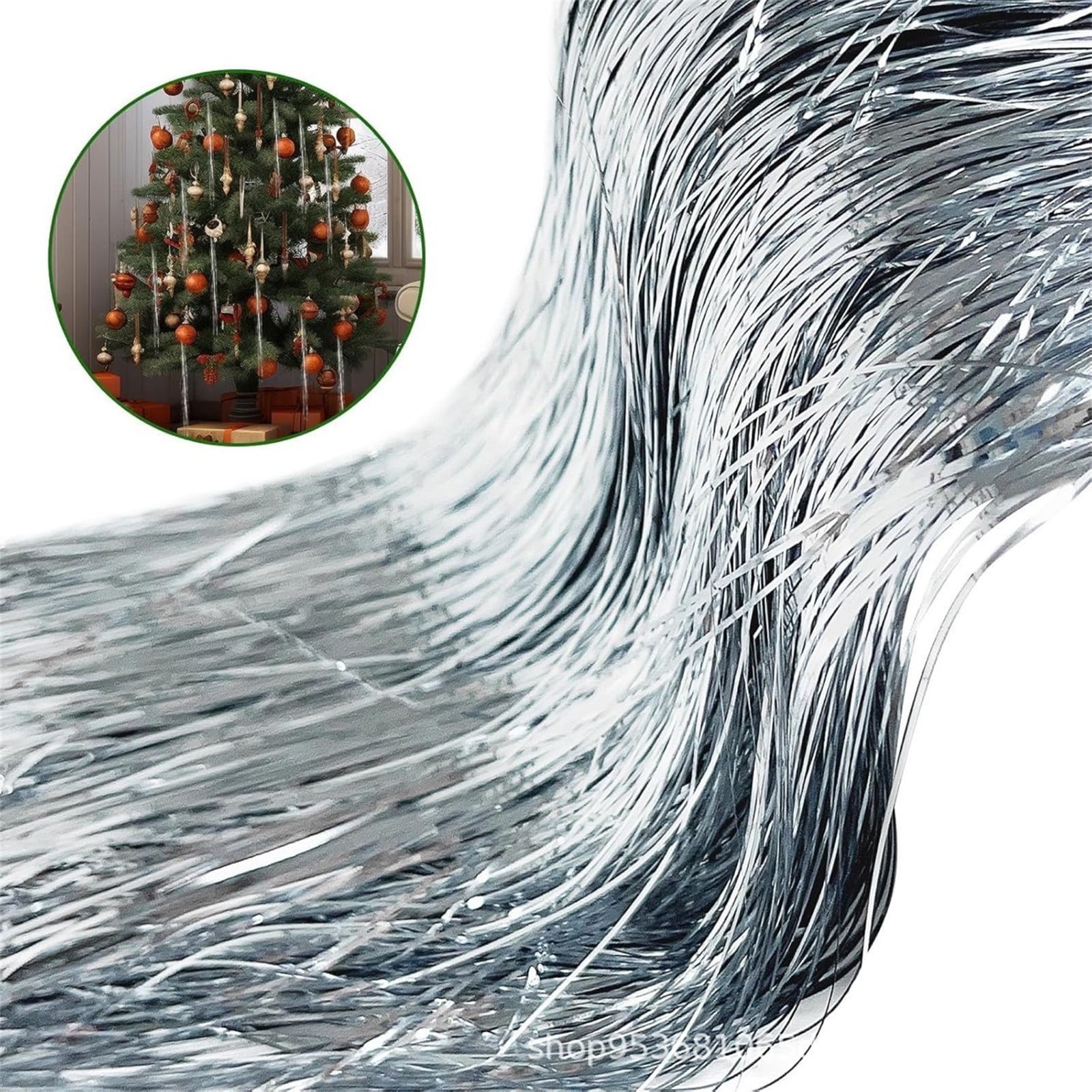 Tinsel Icicles 2000 Strands Metallic Silver Tinsel Christmas Tree ...