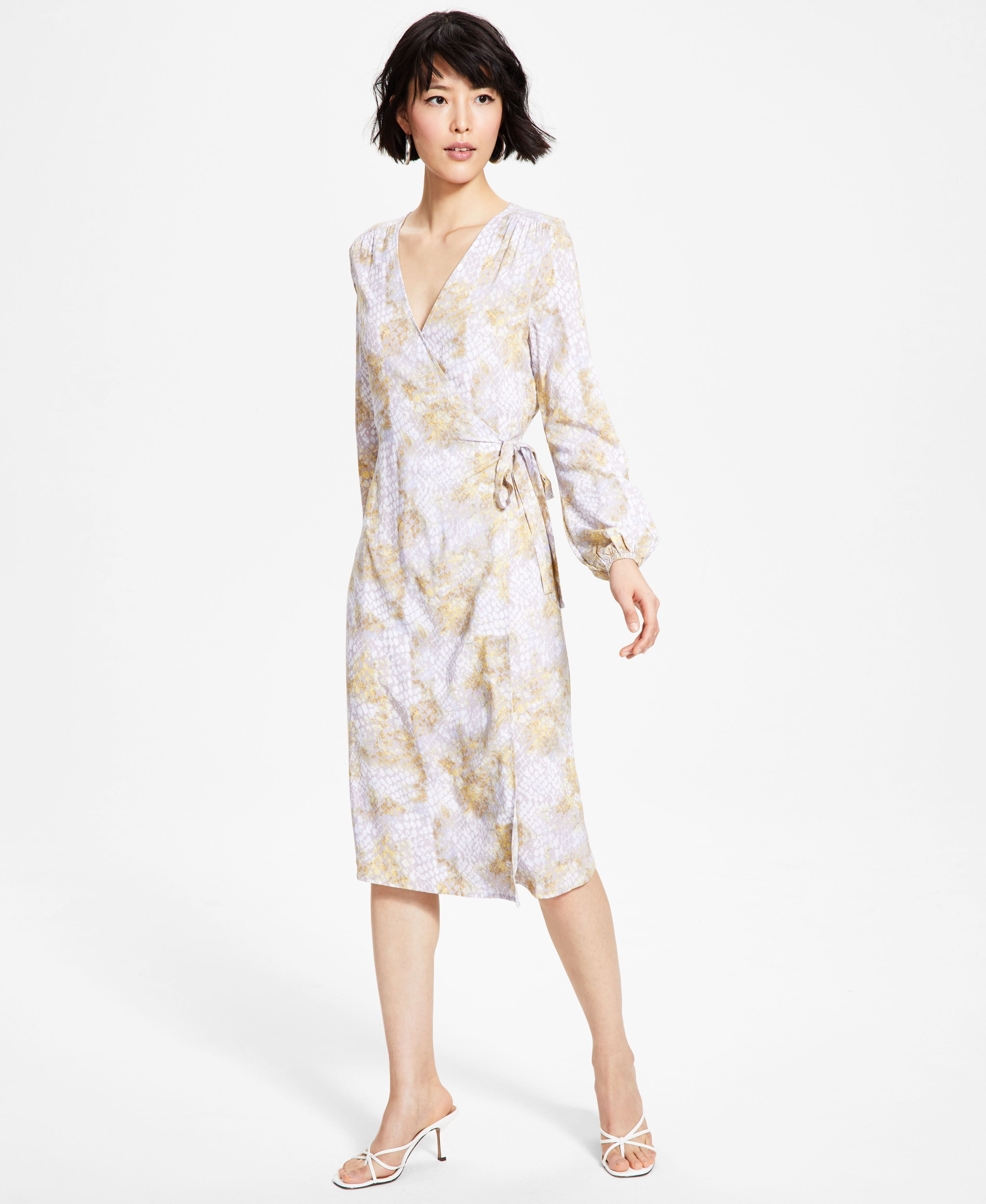 Tinsel Petite Midi Wrap Dress Snake Print PXS - Walmart.com