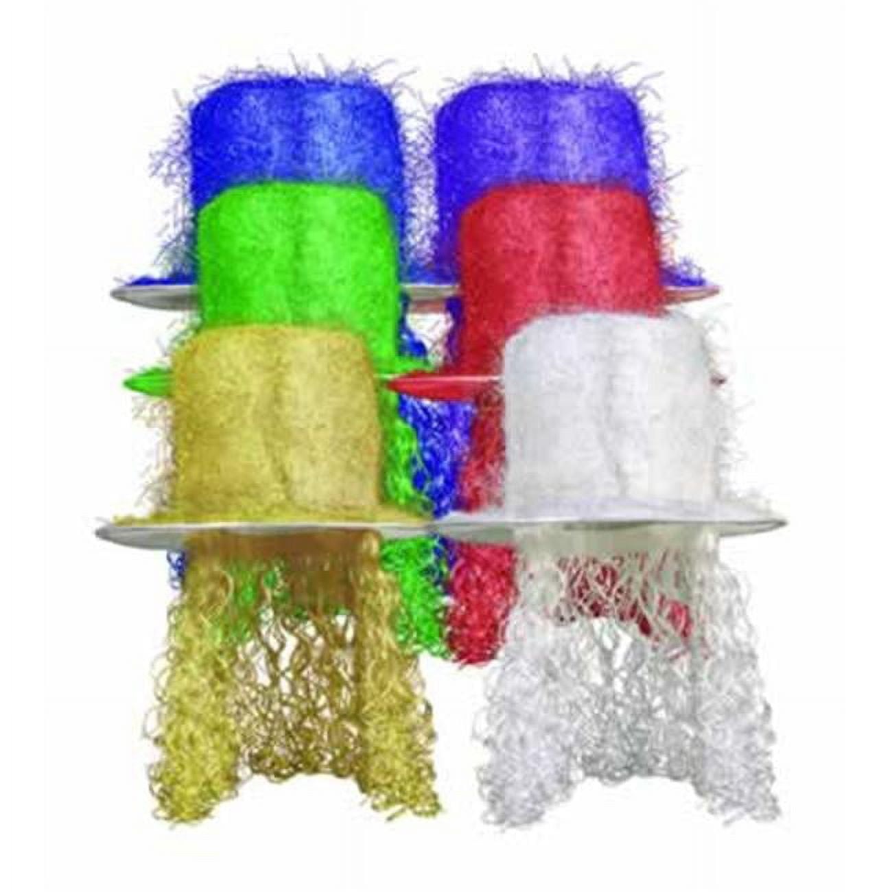 Tinsel Top Hat with Curly Wig - Assorted Colors - Full Head Size ...