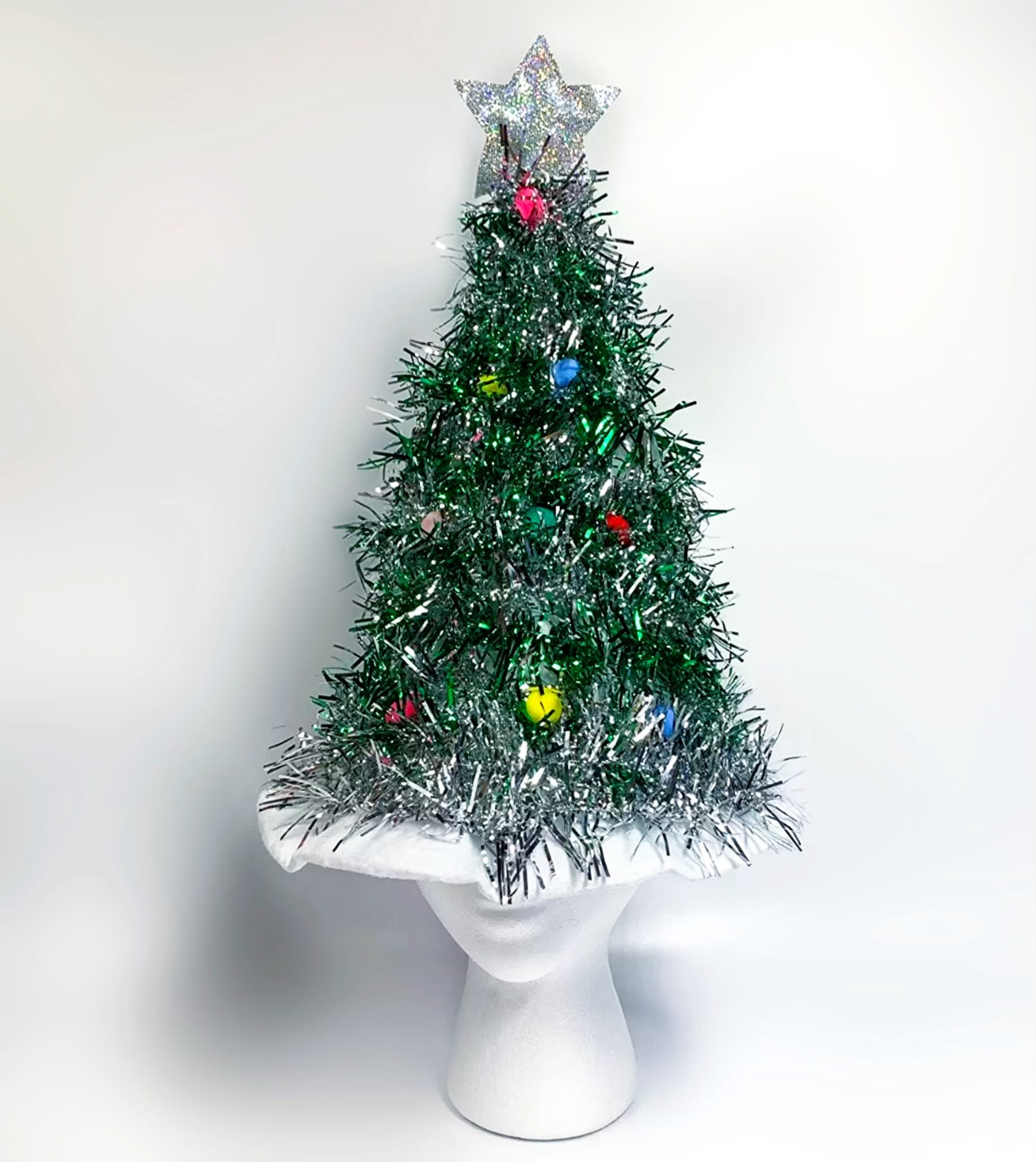 Tinsel Tree Christmas Hat - Silver Star - Walmart.com