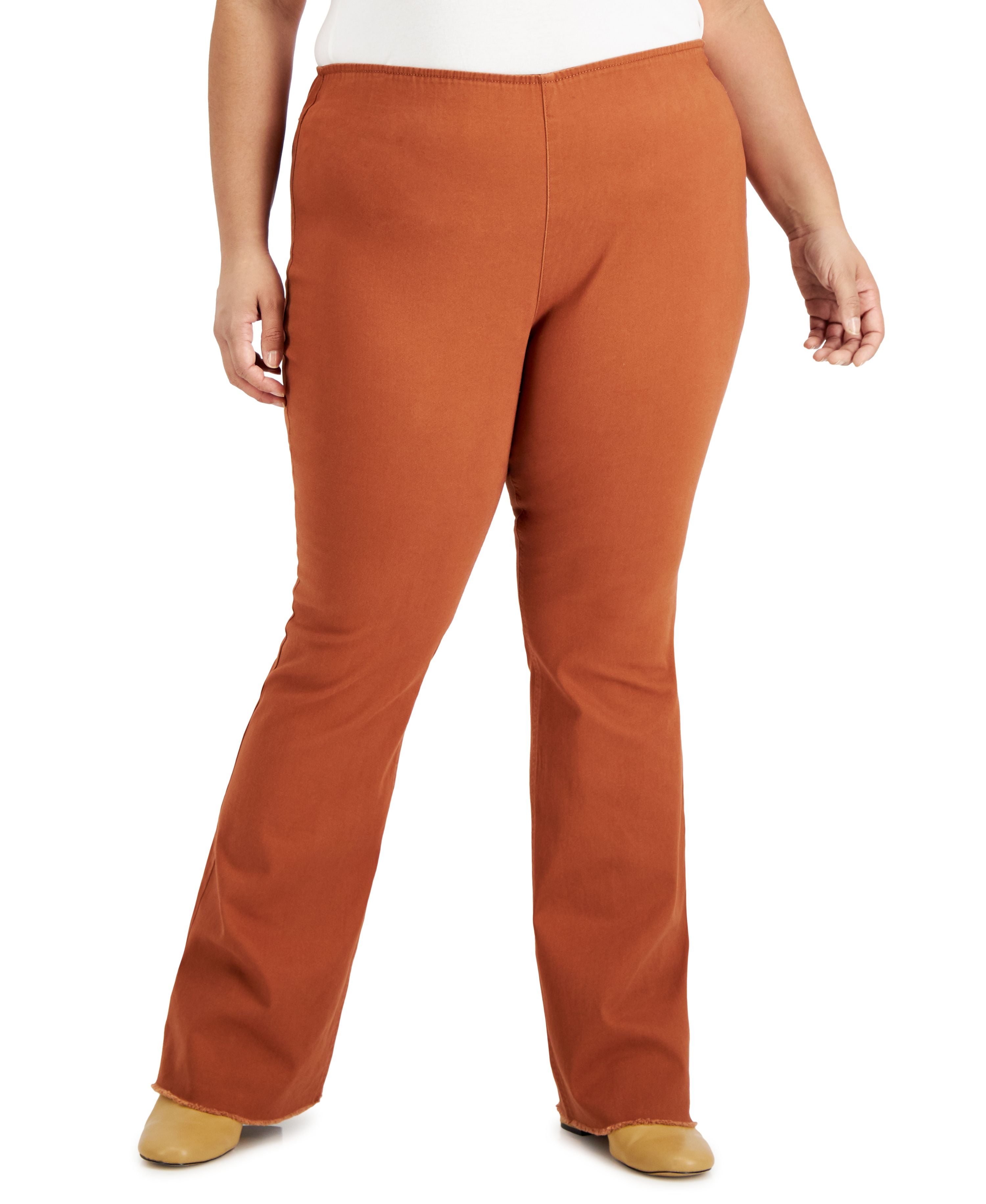 Tinseltown Trendy Plus Size High Rise Pull On Flare Pants Coconut 20W ...