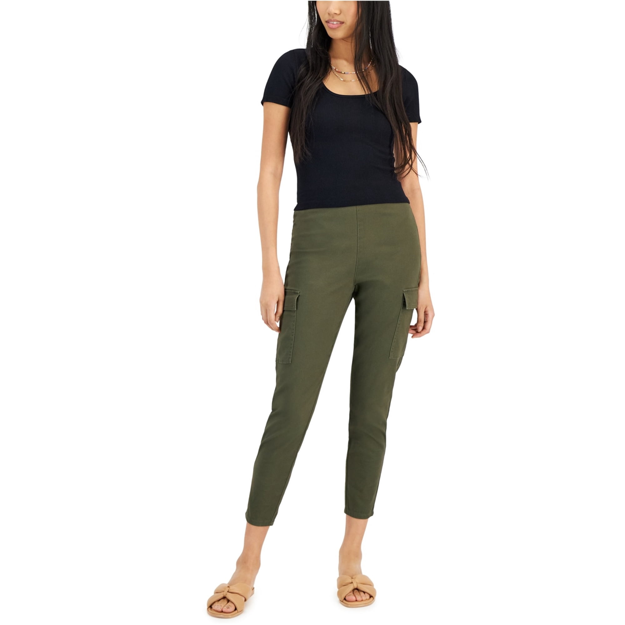 Tinseltown Womens Pull On Casual Cargo Pants, Green, Juniors, Medium ...