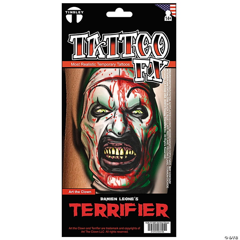 Tinsley Tattoos TERTT001 Art the Clown Terrifier 3 Tattoo - Walmart.com