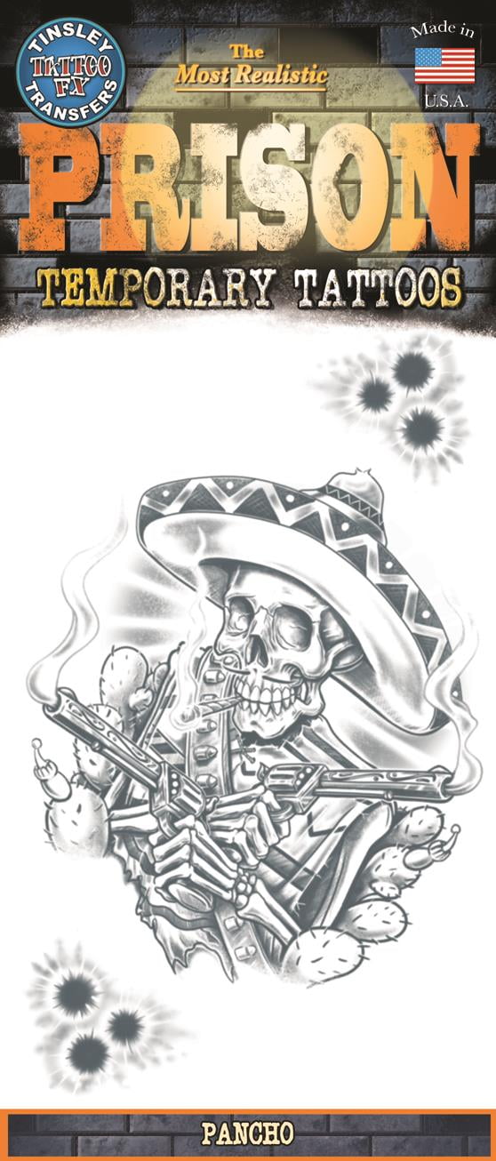 Tinsley Transfers Pancho Prison Temporary Tattoo FX, Black White ...