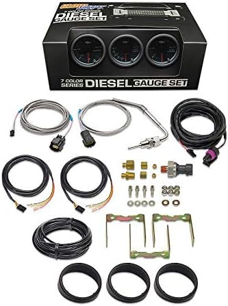 Tinted 7 Color Diesel Truck 3 Gauge Kit Set - 60 PSI Boost - 1500 F ...