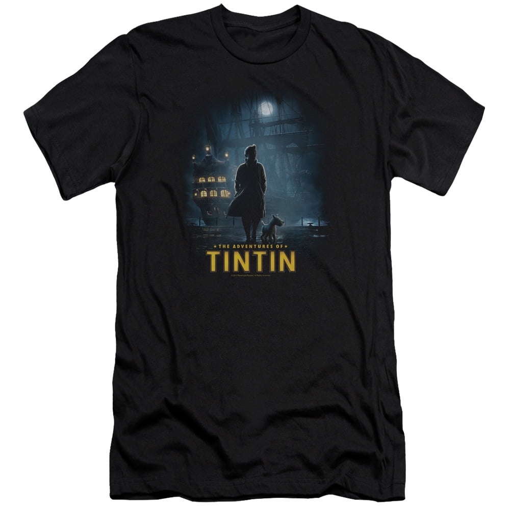 Tintin Men's Title Poster Slim Fit T-shirt Black - Walmart.com