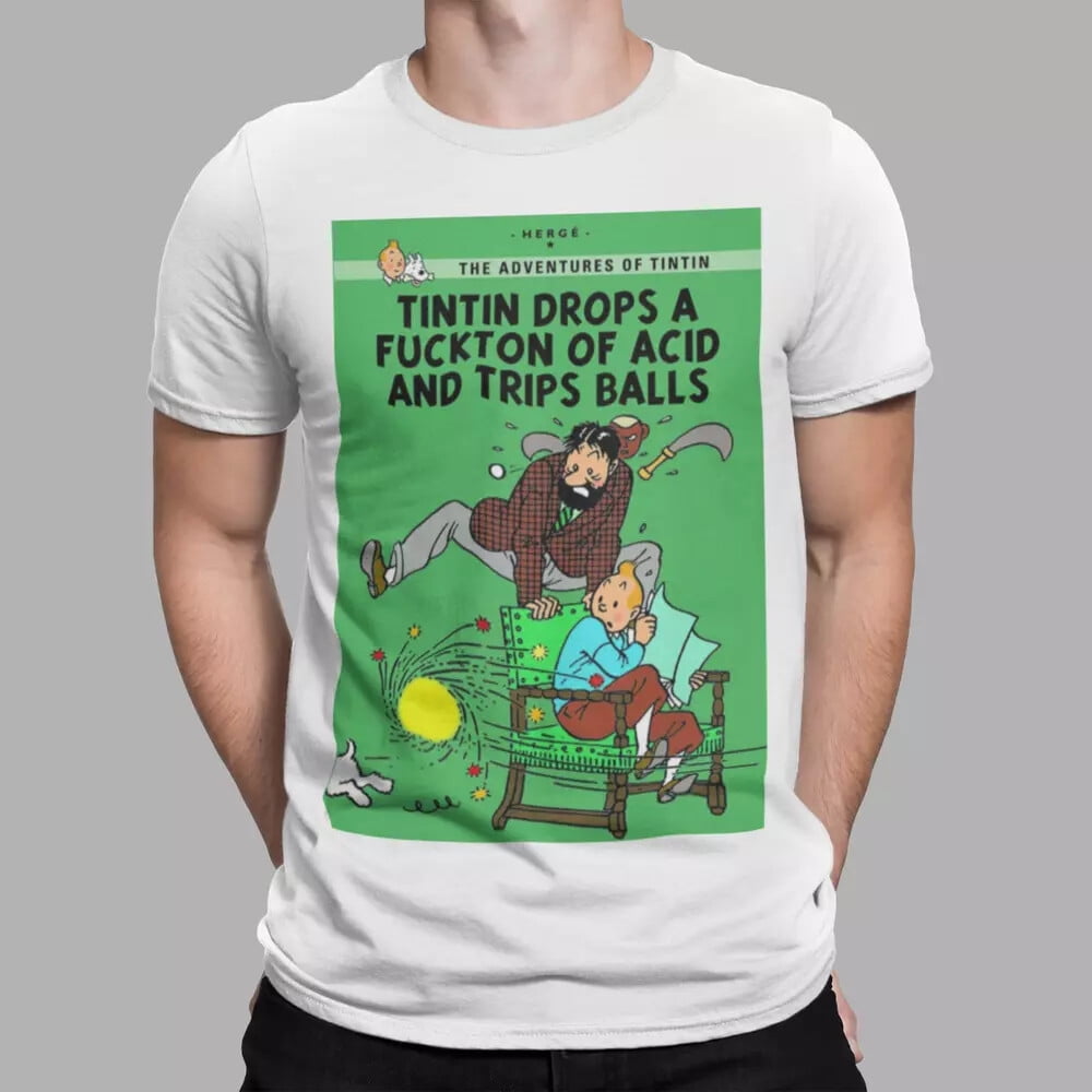 Tintin T-Shirt Graphic Tin Tin 60s 70s 80s Classic Retro Comic Book ...
