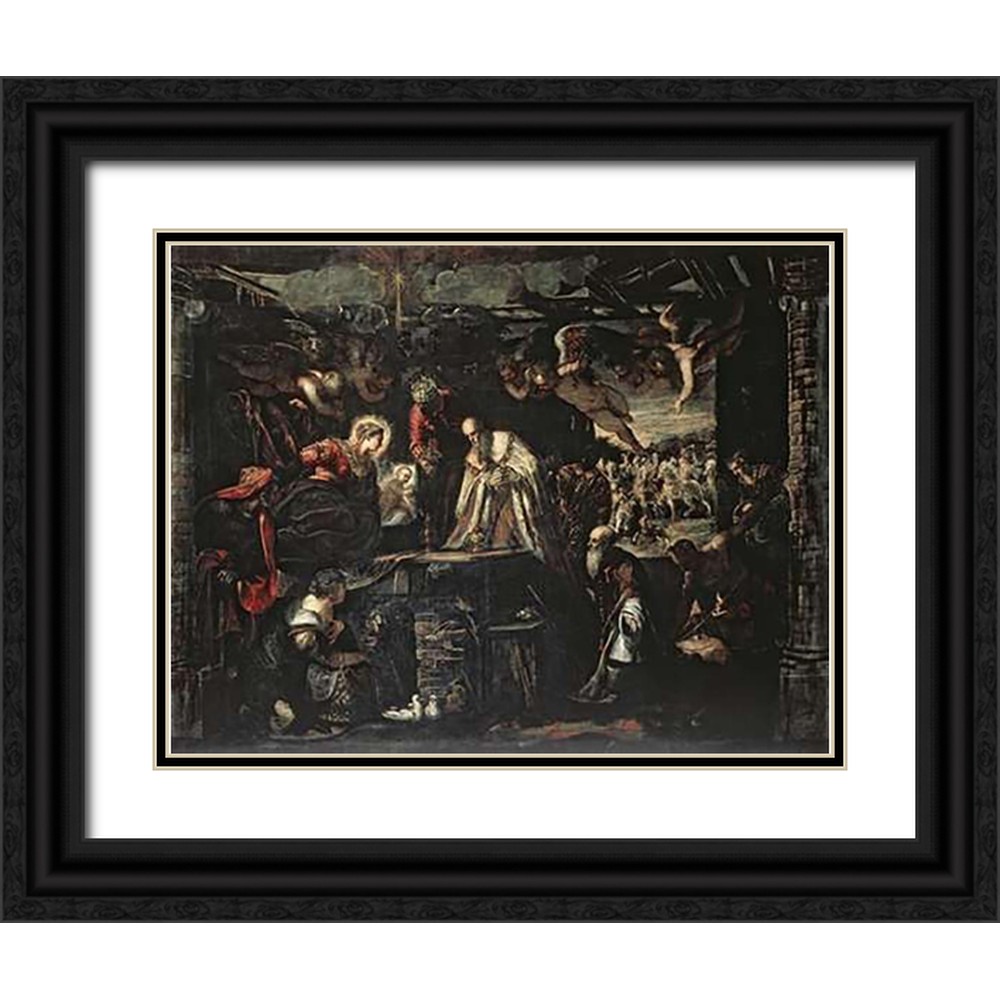 Tintoretto, Jacopo 32x26 Black Ornate Wood Framed with Double Matting ...