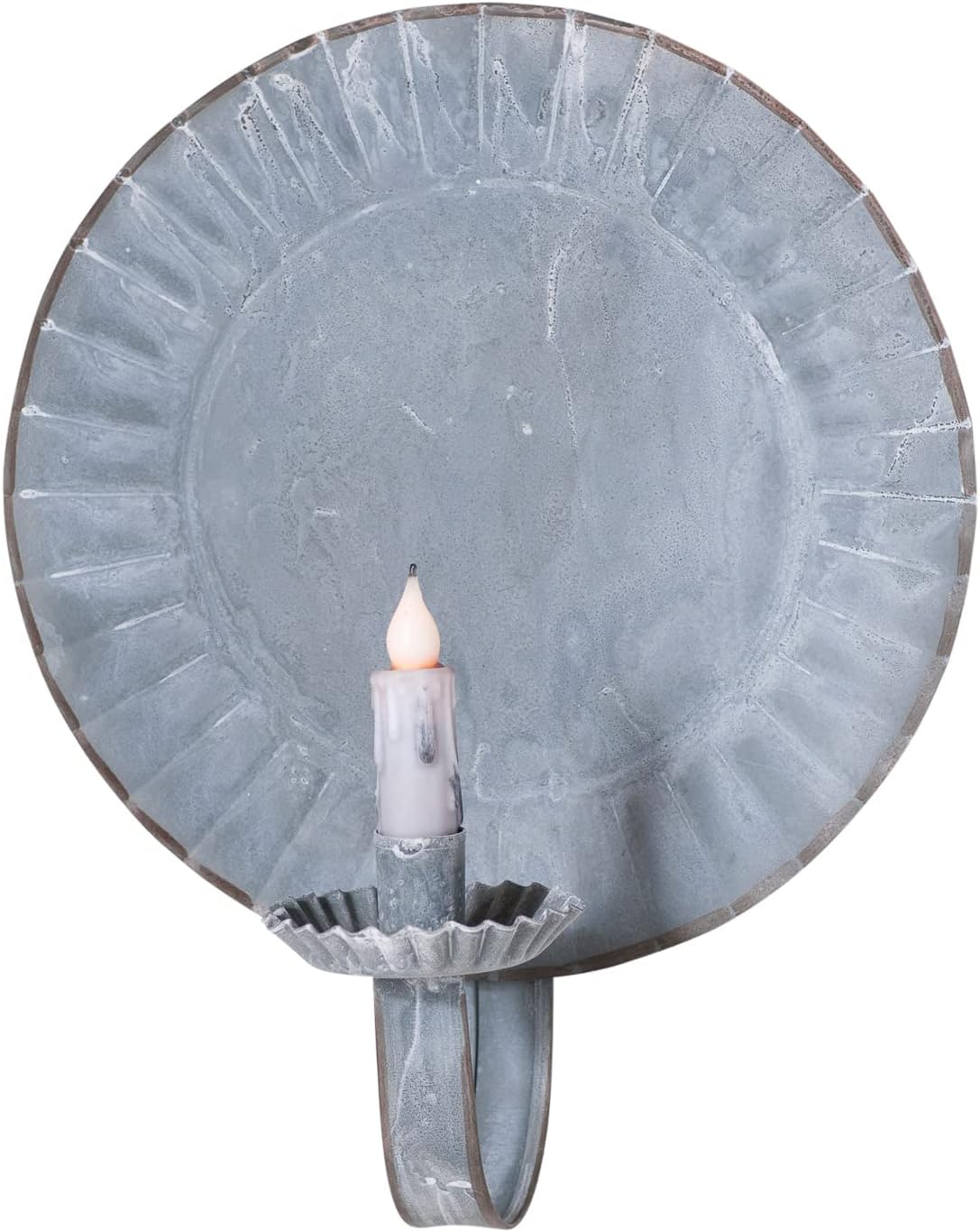 Tinware, K17-75WZ, Large Round Candle Sconce in Weathered Zinc, Rustic ...