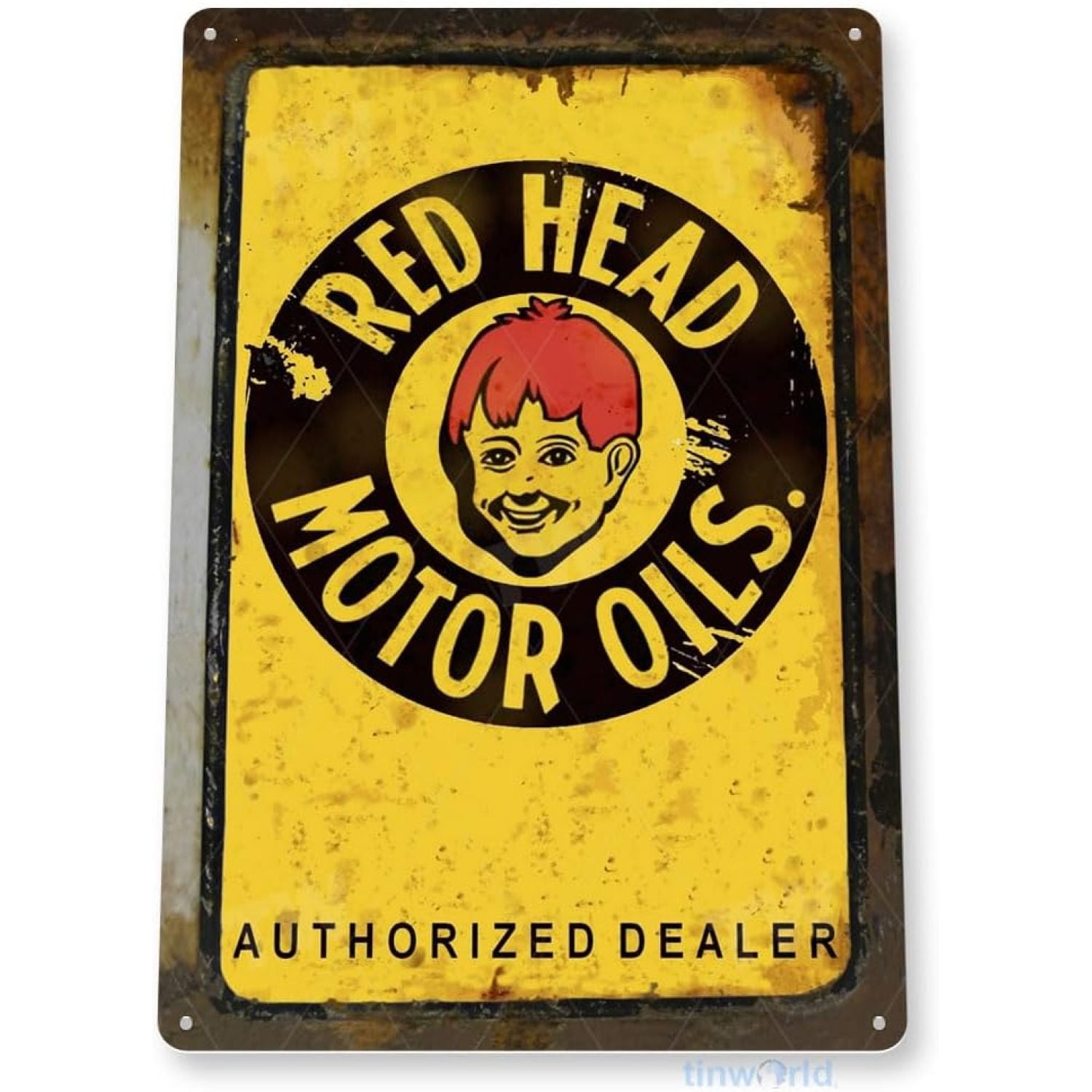 Tinworld TIN Sign C048 Red Head Motor Oil Retro Rustic Oil Gas Station ...