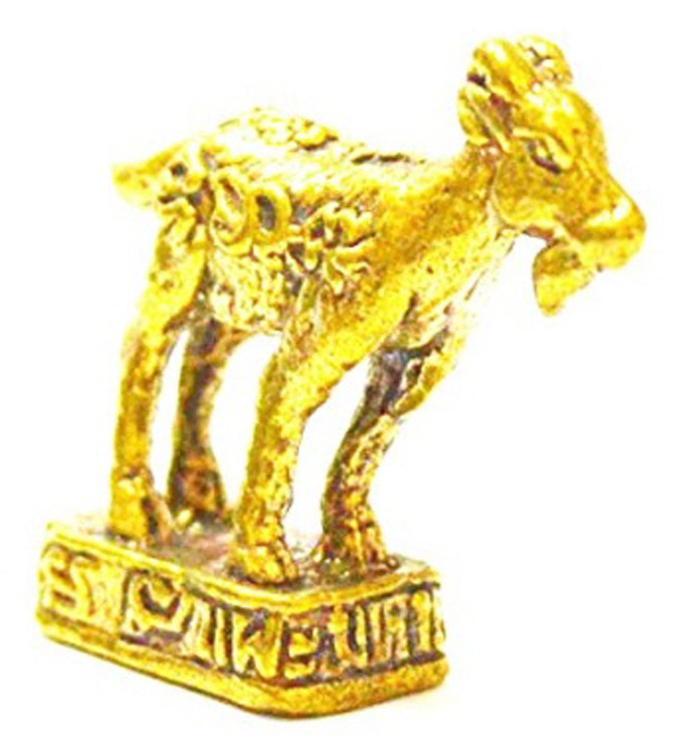 Tiny 1" Long Brass Standing Goat Figurine Symbol of Good Luck Strength ...