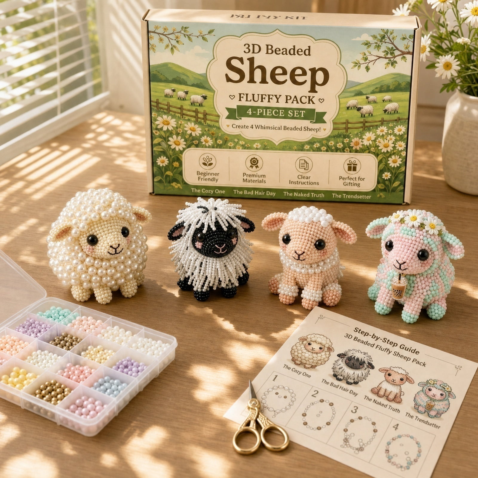 Tiny 3D Beaded Animal Handmade Kit, Entry Level Bead Art Supplies ...