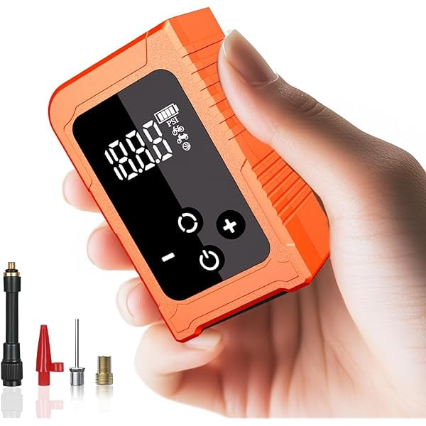 Tiny Bicycle Pump with Gauge, Max 150 PSI Electric Mini Pump, Auto Stop ...