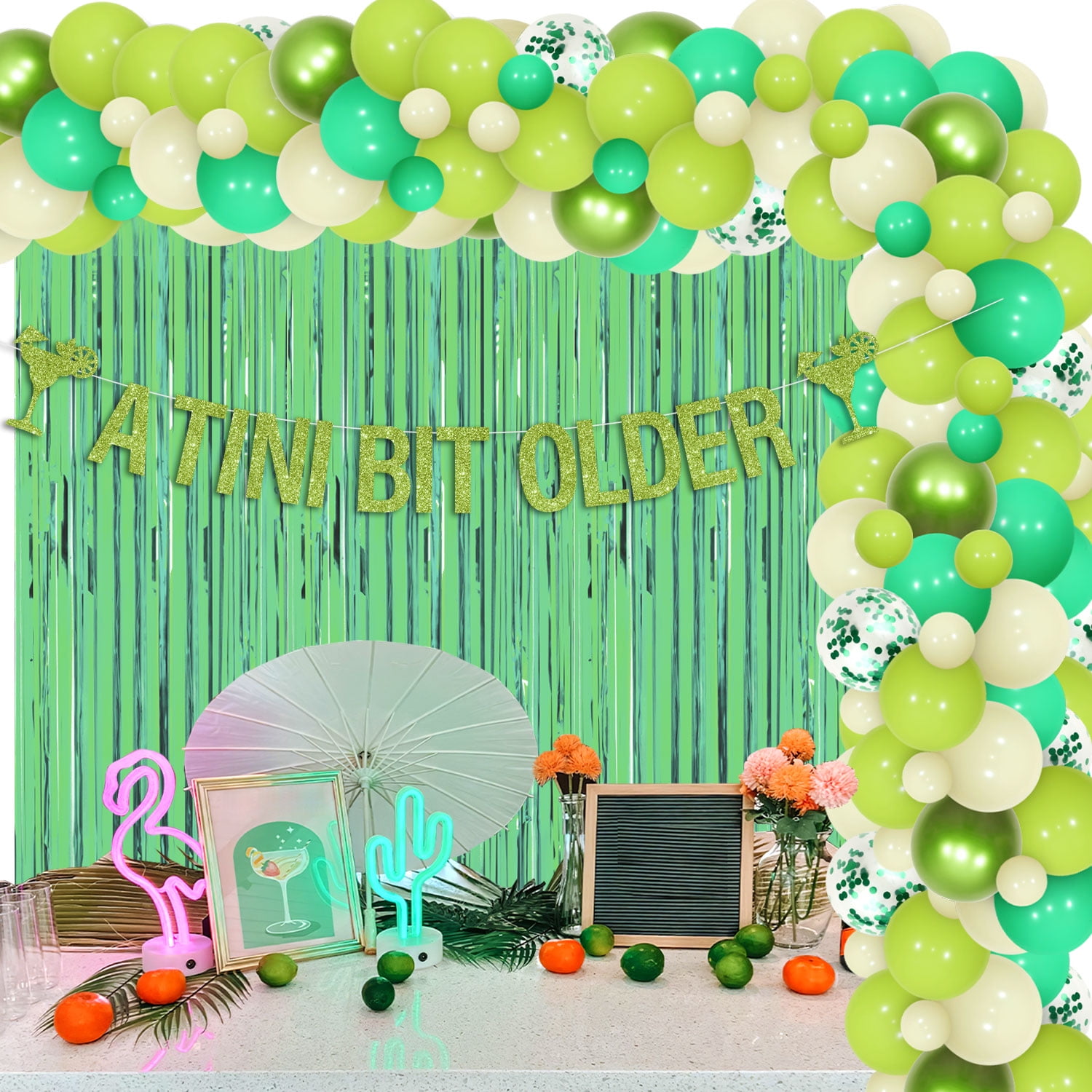 A Tiny Bit Older Birthday Decorations Green Martini Bar Party Decor ...